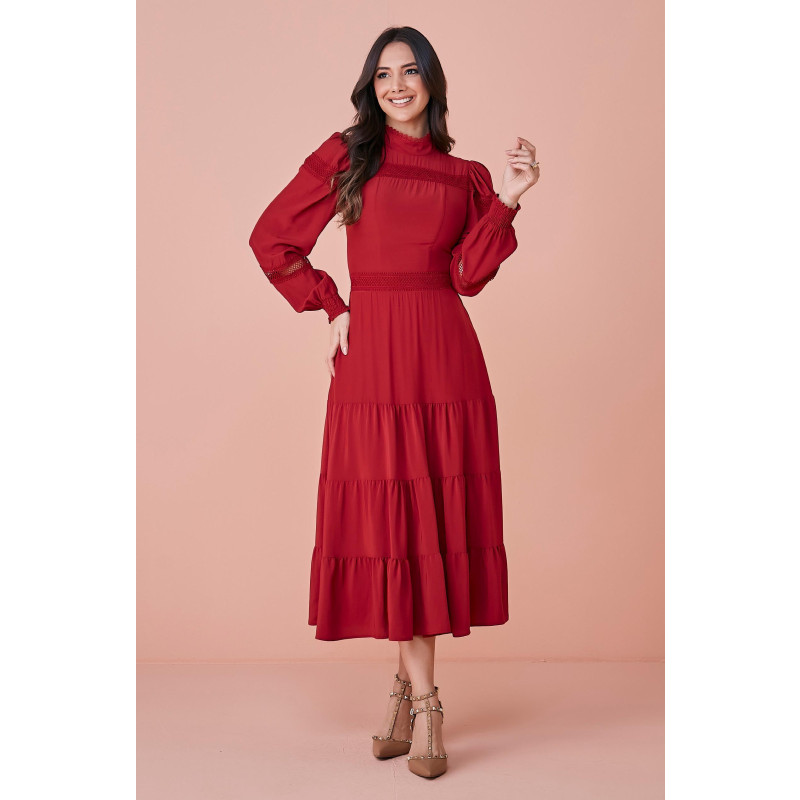 Vestido Tania Em Viscose Rayon Com Renda Tata Martello