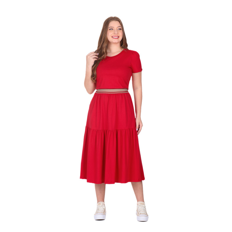 Vestido Zelita Em Malha De Algodão Vermelho Hapuk