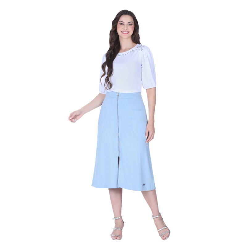 Saia Valentina Em Moletinho Azul Céu Hapuk