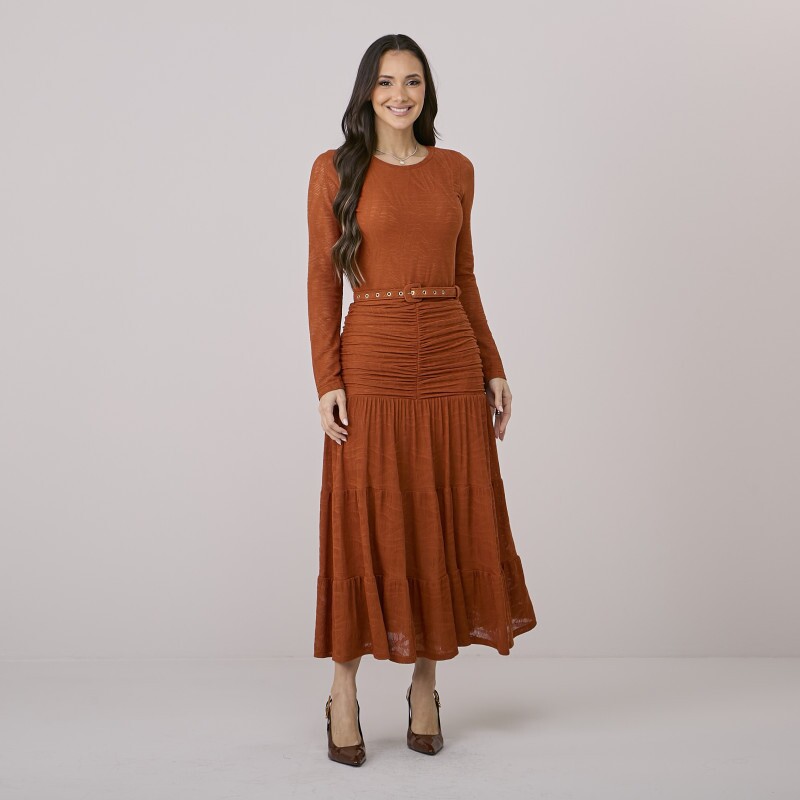 Vestido Elsa Em Renda Caramelo Tata Martello