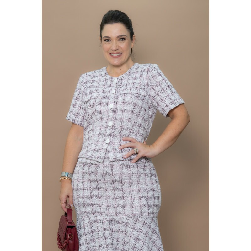 Conjunto em malha tweed Luciana Pais.
