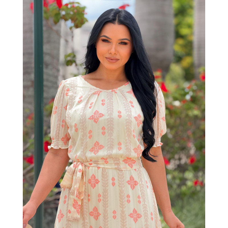 Vestido Esmeralda Em Crepe Laranja Maria Amore