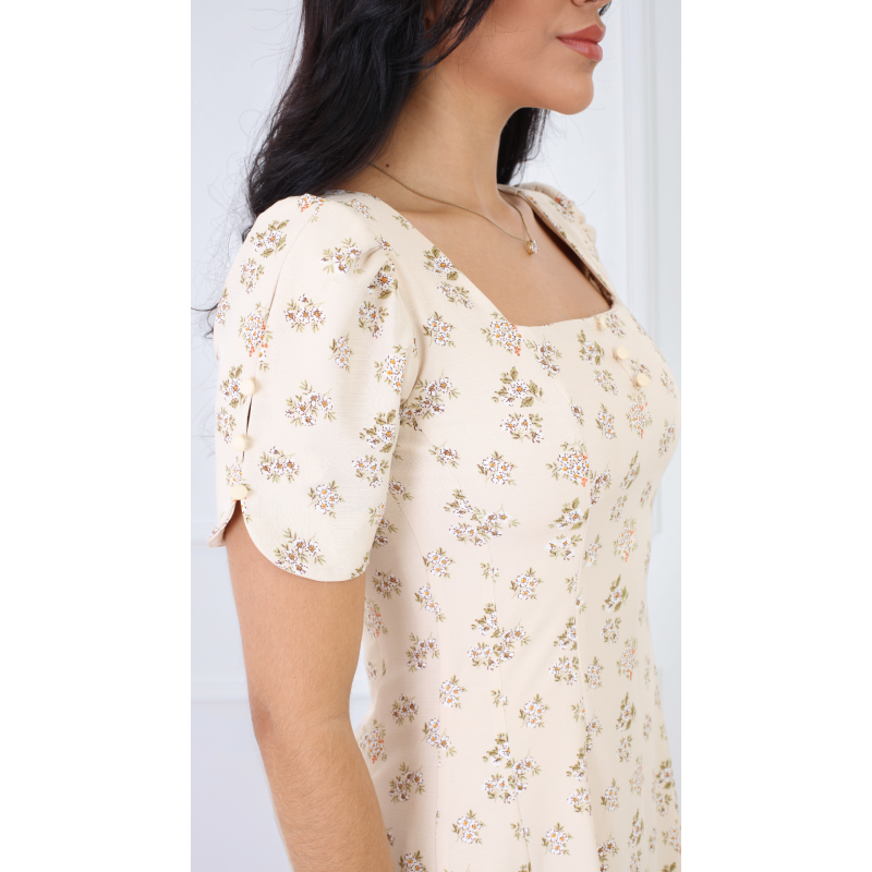 Vestido Dalva Em Crepe Texturizado Com Estampa Floral Puro Shamry