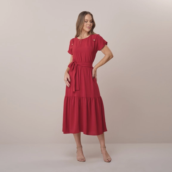 Vestido Tamara Em Crepe Corsica Vermelho Tata Martello